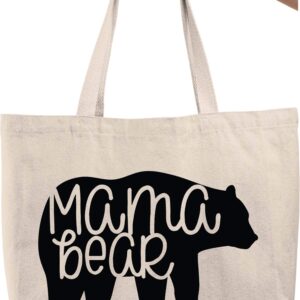 Mama bear silhouette family mom mother wilderness nature Natural Canvas Tote Bag funny gift