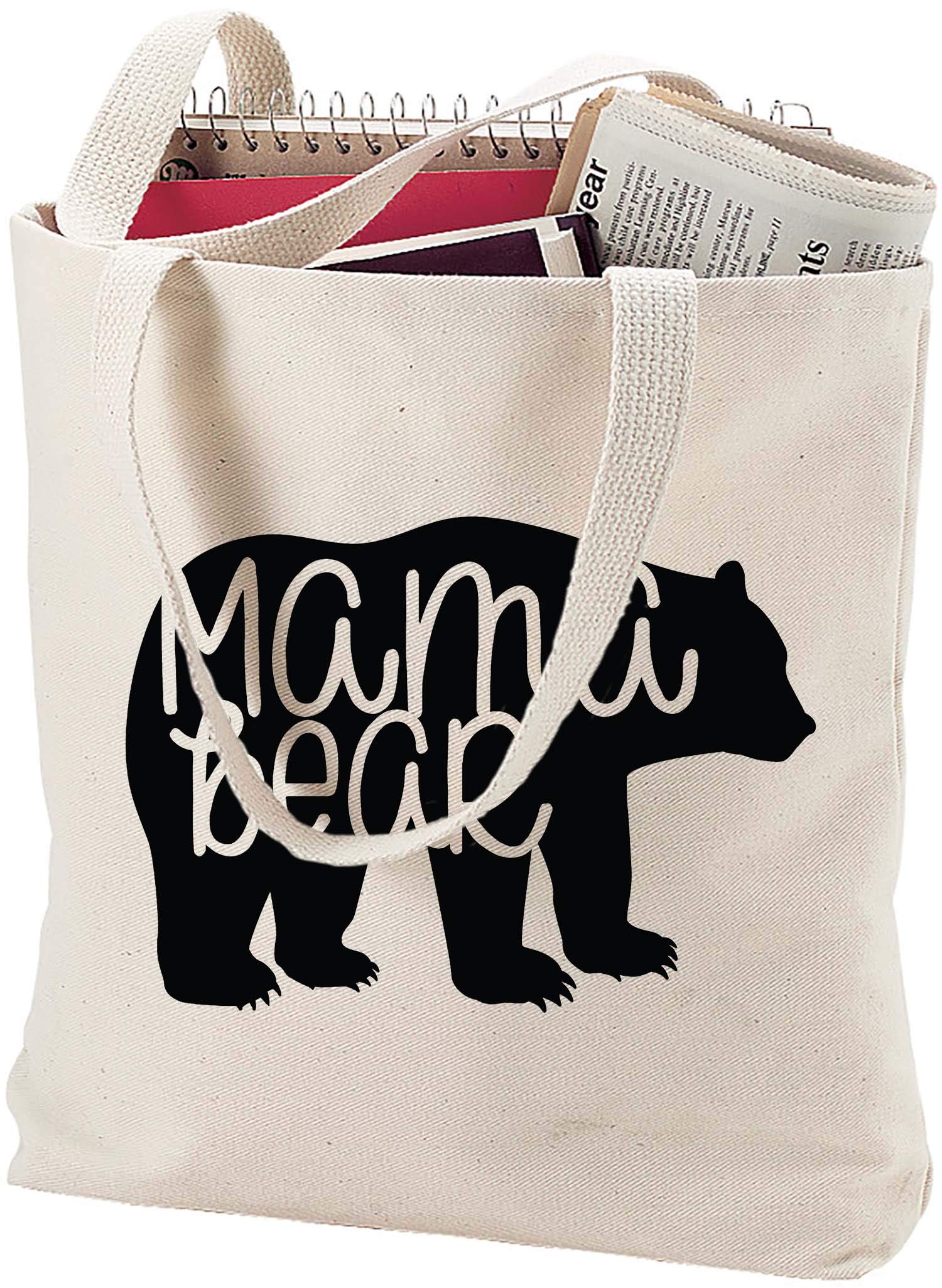 Mama bear silhouette family mom mother wilderness nature Natural Canvas Tote Bag funny gift