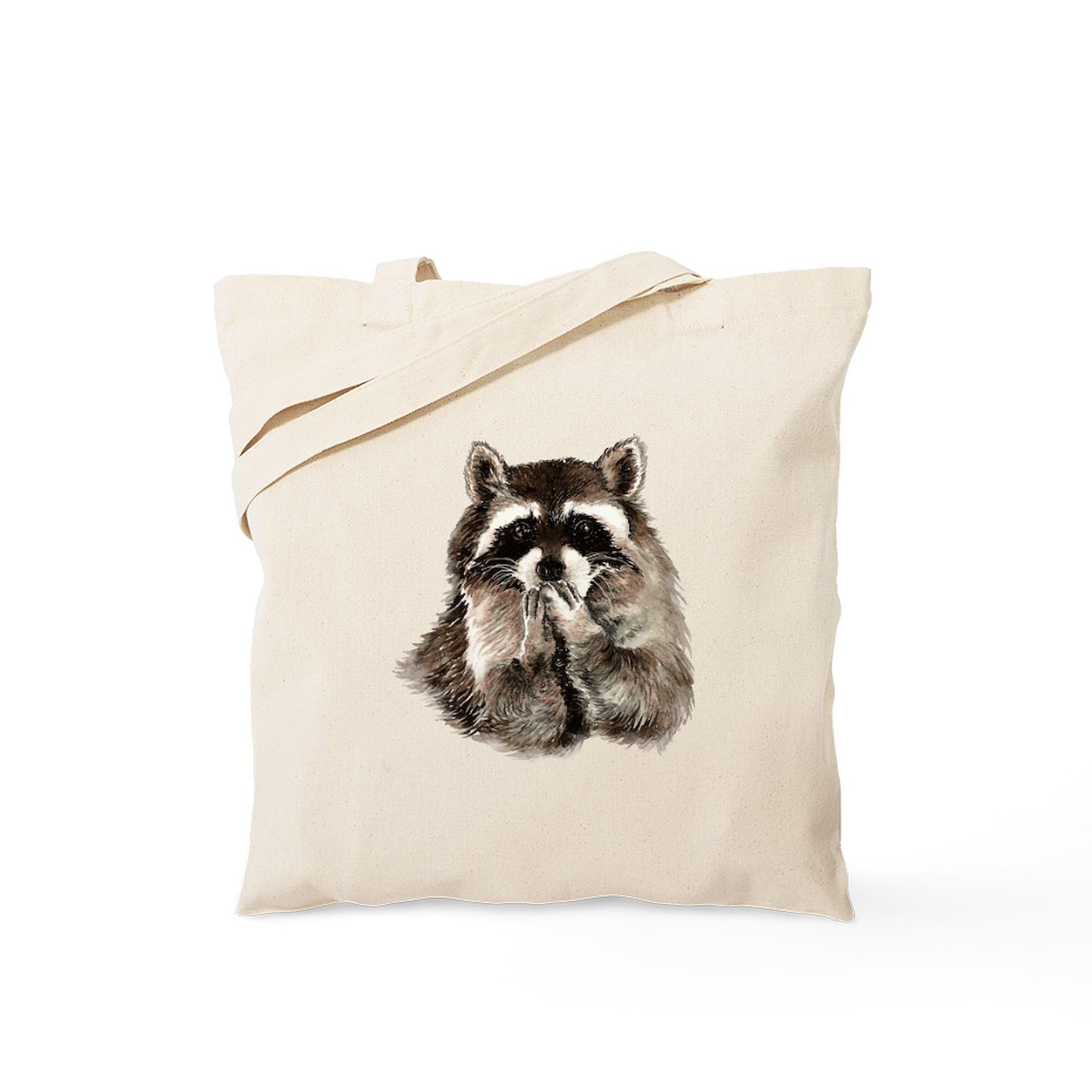 CafePress Cute Humorous Watercolor Raccoon Blowing A Kiss To Canvas Tote Shopping Bag