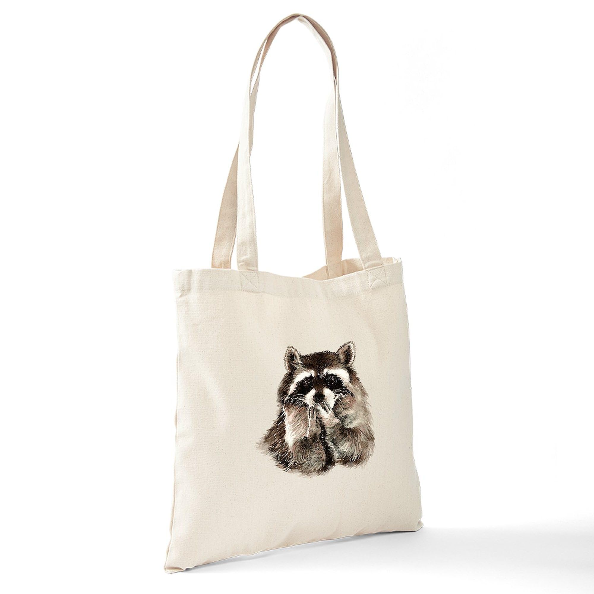 CafePress Cute Humorous Watercolor Raccoon Blowing A Kiss To Canvas Tote Shopping Bag