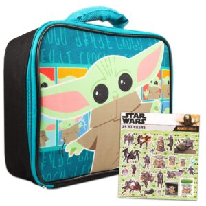 disney studio star wars mandalorian lunch bag set baby yoda the child activity set - bundle with baby yoda lunch box and star wars stickers (star wars school supplies)