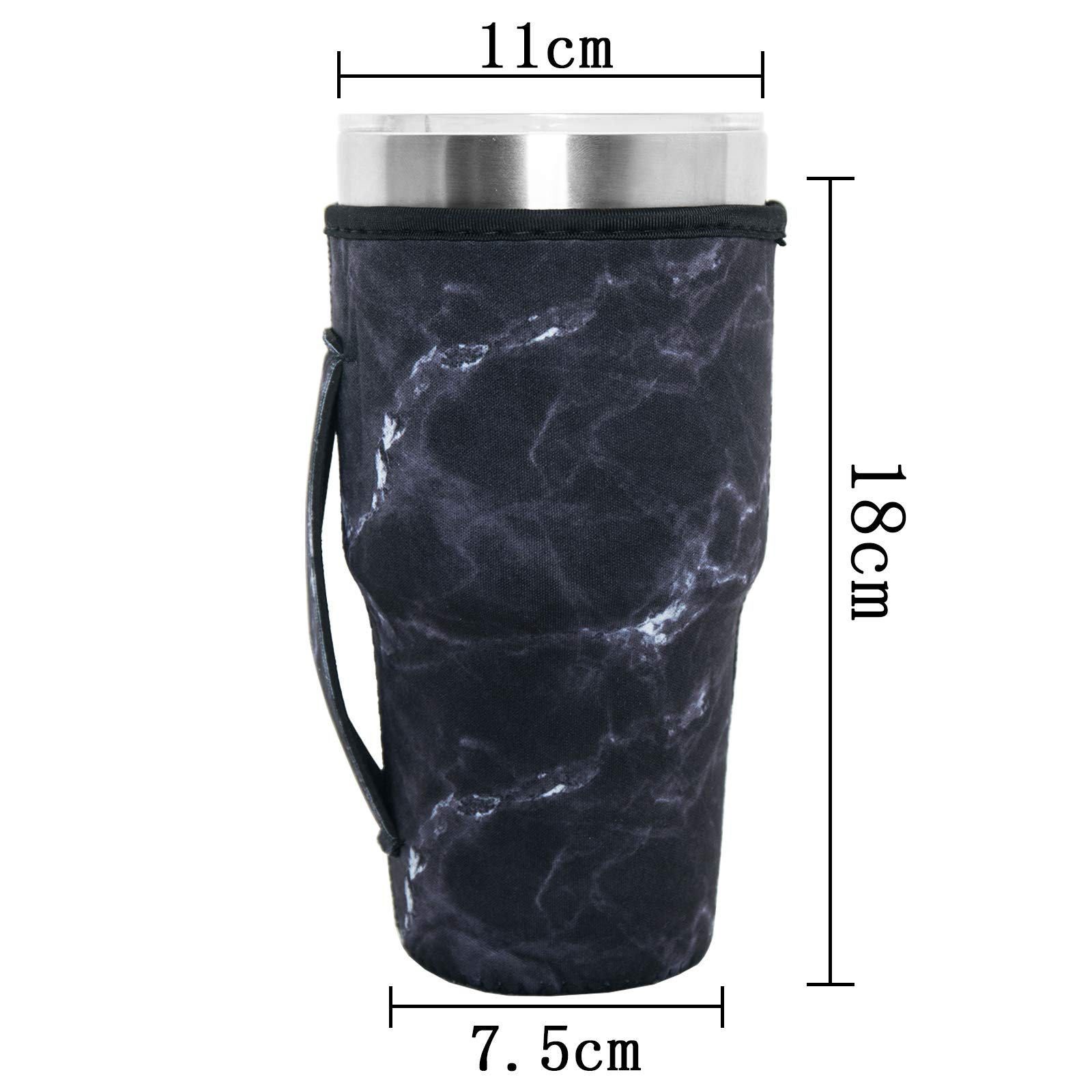 HaiMay 2 Pieces Reusable Iced Coffee Cup Sleeve Neoprene Insulated Sleeves Cup Cover Holder Tumbler Cup Drinks Sleeve Holder Idea for 30oz-32oz Cold Hot Beverages, Marble Style