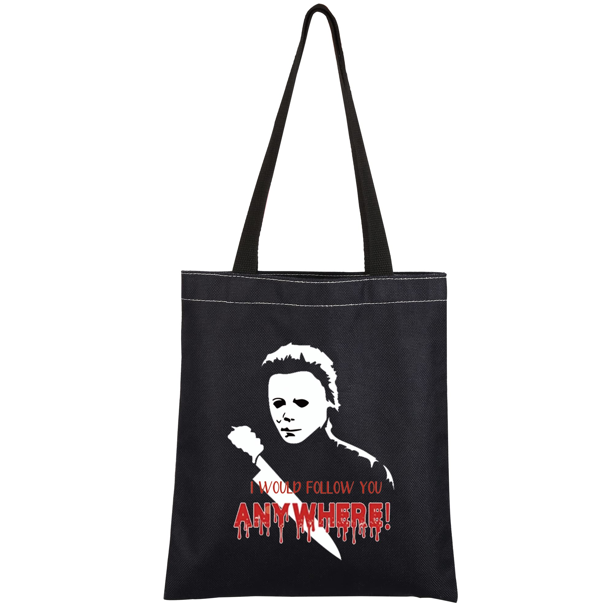 CMNIM Michael Myers Tote Bag Horror Movie Merchandise I Would Follow You Anywhere For Serial Killer Fans Shopping Grocery Bag (Michael Anywhere Black TB)