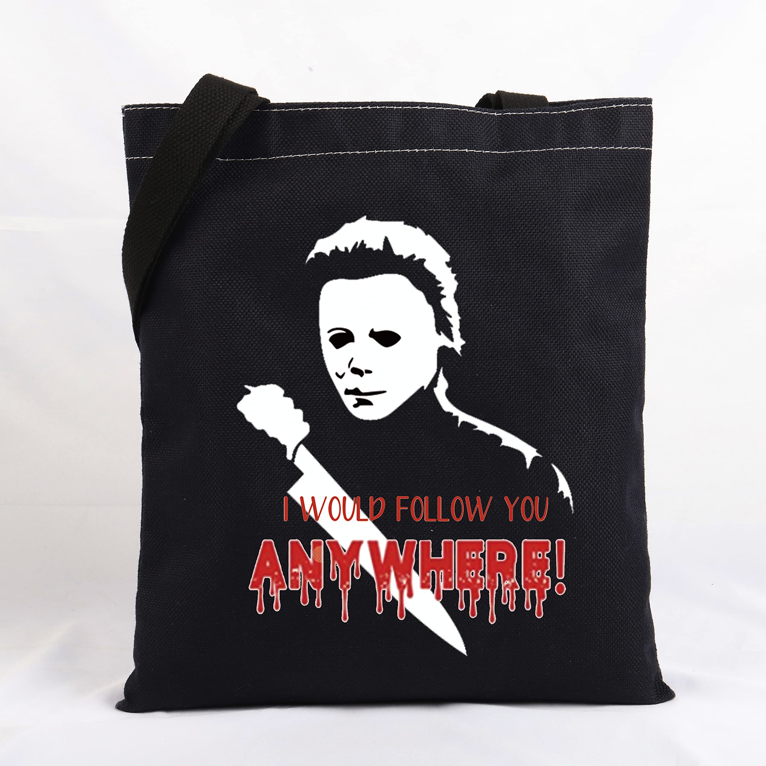 CMNIM Michael Myers Tote Bag Horror Movie Merchandise I Would Follow You Anywhere For Serial Killer Fans Shopping Grocery Bag (Michael Anywhere Black TB)