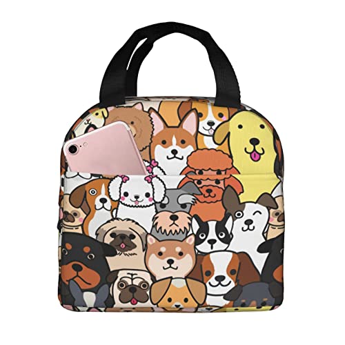 Algranben Dog Lunch Box for Kids Girls Boys Cartoon Insulated Thermal Picnic Bag Washable Reusable for School Work Office