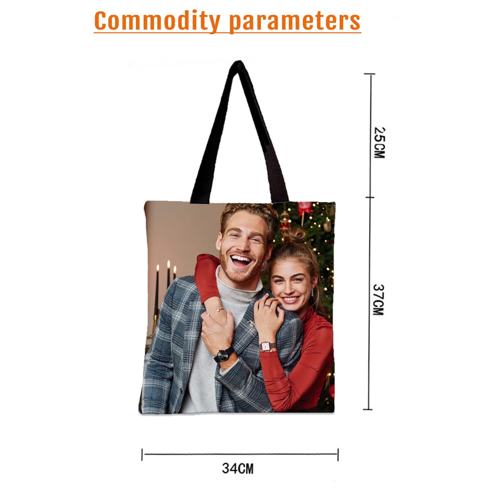 EAQ Personalized Tote Bag Custom Canvas Bag with Photo Reusable Canvas Tote Bags for Daily Use Gifts-Red-Tote Bag