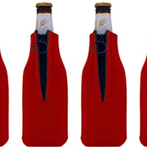 Blank Foam Beer Bottle Coolie (4 Pack, Red)