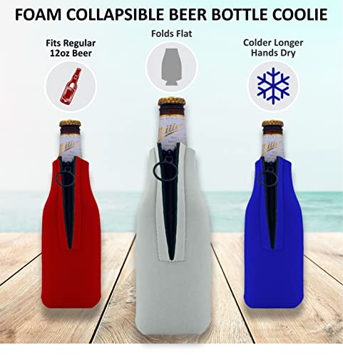 Blank Foam Beer Bottle Coolie (4 Pack, Red)