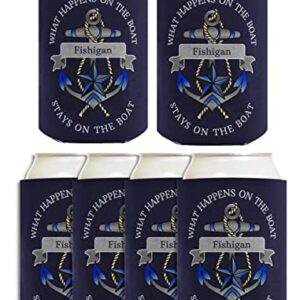 Customized Boating Can Coolies Your Boat Name Custom Sailing Gift Boating Birthday Party Supplies Custom Image Coolie 6 Pack Can Coolie Drink Coolers Coolies Navy