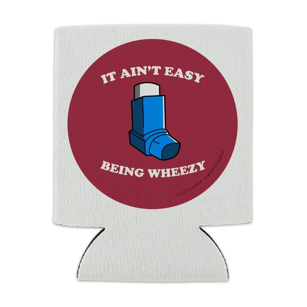 It Ain't Easy Being Wheezy Asthma Inhaler Funny Humor Can Cooler - Drink Sleeve Hugger Collapsible Insulator - Beverage Insulated Holder