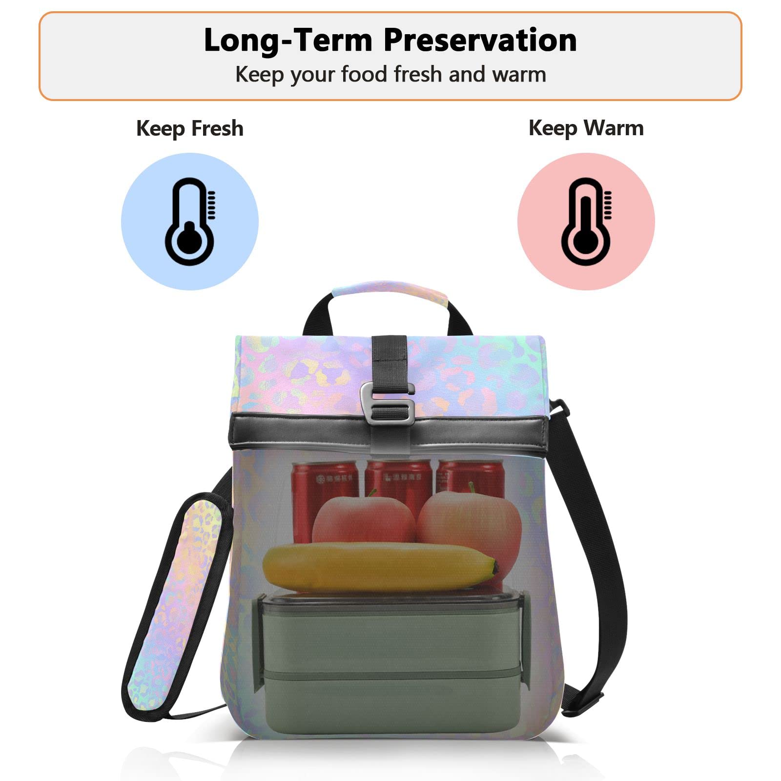 Personalized Lunch Bag Cooler Bag Thermal Insulated Men Women Travel School Work Rainbow Leopard Rose Gold Cheetah Customized Portable Beach