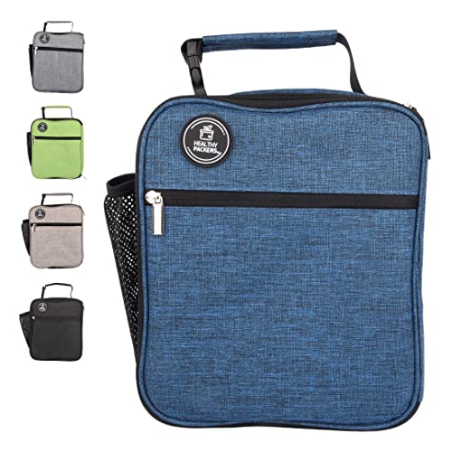 Insulated Lunch Bag for Men, Women & Kids with water bottle holder, Professional lunchbox for adults, Mens lunchbox for work, School and Outdoor Activities, waterproof insulated lunch box, Dark Blue