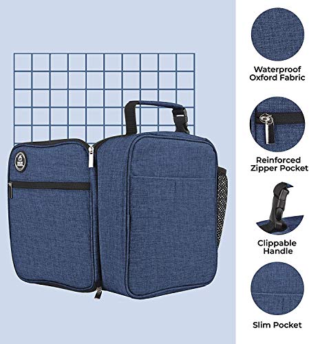 Insulated Lunch Bag for Men, Women & Kids with water bottle holder, Professional lunchbox for adults, Mens lunchbox for work, School and Outdoor Activities, waterproof insulated lunch box, Dark Blue