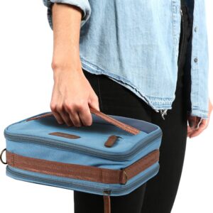 Arctic Zone Canvas Expandable Horizontal Lunch Box with Removable Shoulder Strap - Blue