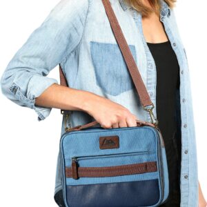 Arctic Zone Canvas Expandable Horizontal Lunch Box with Removable Shoulder Strap - Blue