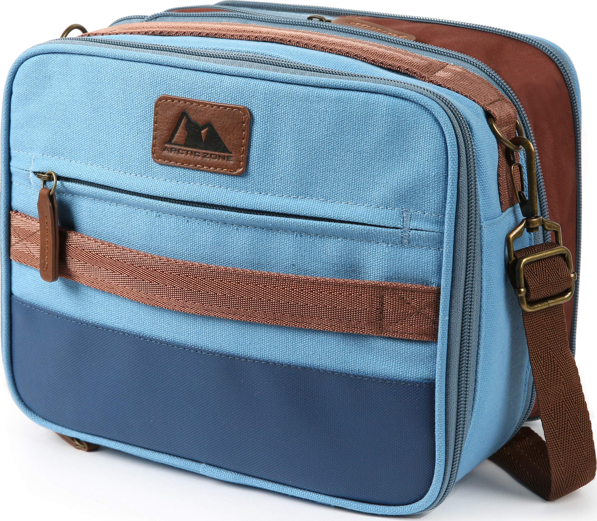 Arctic Zone Canvas Expandable Horizontal Lunch Box with Removable Shoulder Strap - Blue