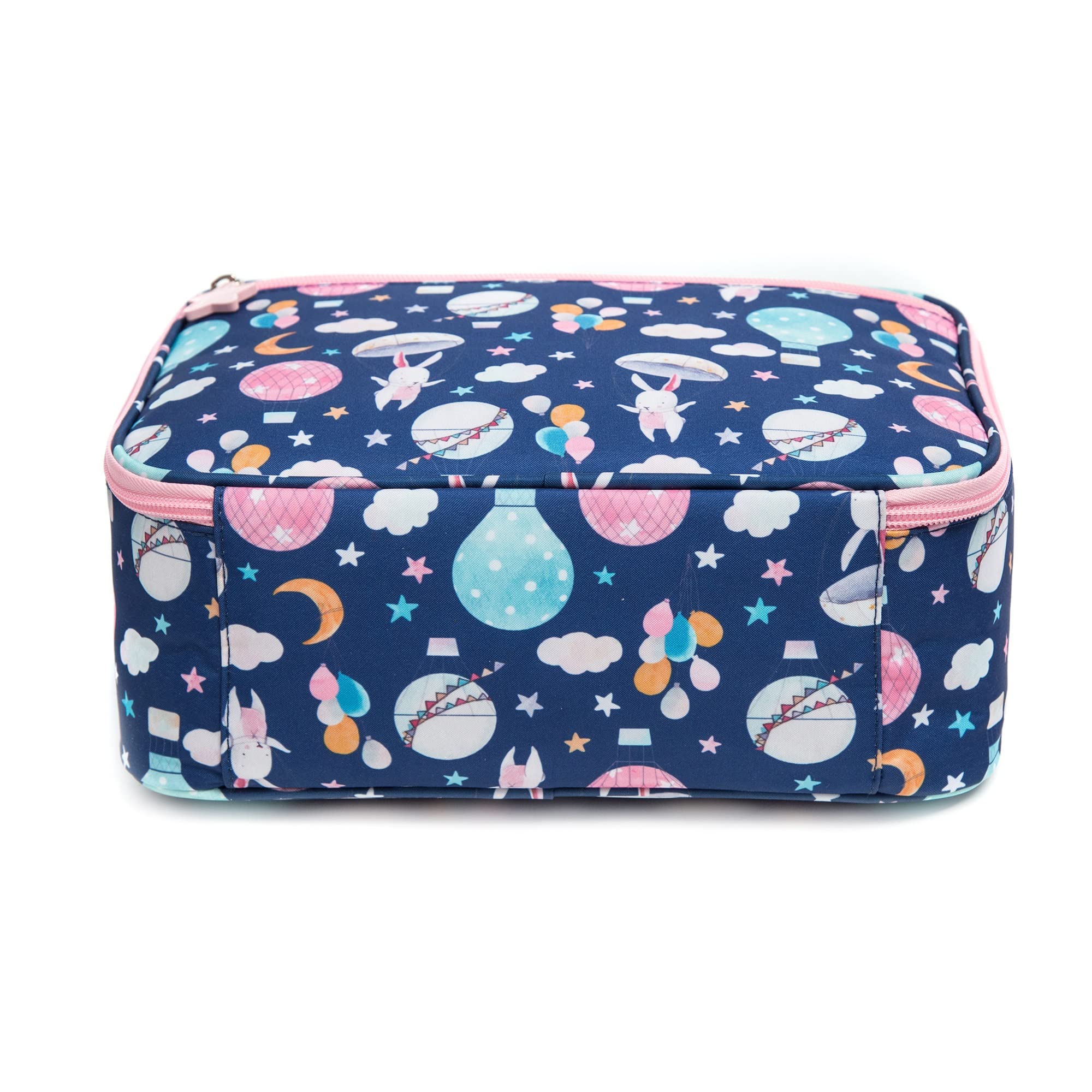 Khulula Girls Insulated Kids Lunch Bags Mini Cooler Back to School Food Storage Tote - Picnic Cookouts Travel Reusable Small Lunch Box with Cute Pattern Prints Balloon Bunny