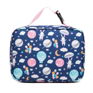 Khulula Girls Insulated Kids Lunch Bags Mini Cooler Back to School Food Storage Tote - Picnic Cookouts Travel Reusable Small Lunch Box with Cute Pattern Prints Balloon Bunny