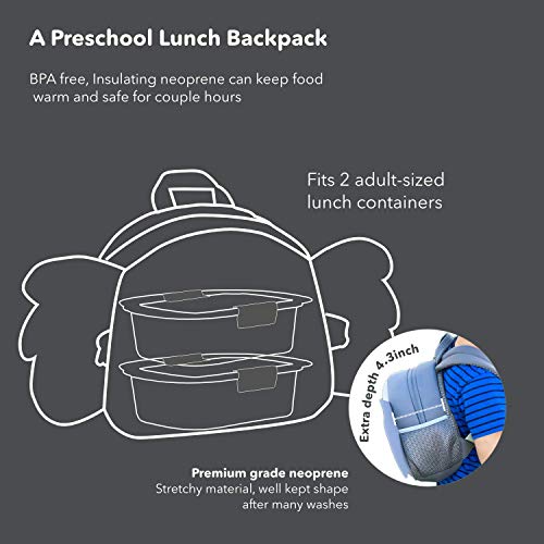 Little Dyno Toddler Koala Backpack & Lunch & Beach Bag, 8.6x9.4 inch, Waterproof, Washer & Dryer Safe, recyclable material, for Boys & Girls for outdoor & preschool