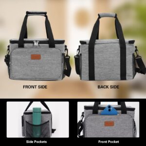 Elyum Lunch Box, Lunch Bag Women/Men Large Insulated Lunch Bag with Adjustable Shoulder Strap, Leak Proof Cooler Bag Reusable for Office Picnic Beach (15L, Grey)