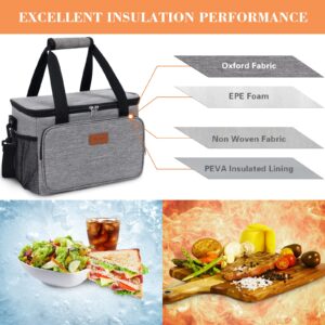 Elyum Lunch Box, Lunch Bag Women/Men Large Insulated Lunch Bag with Adjustable Shoulder Strap, Leak Proof Cooler Bag Reusable for Office Picnic Beach (15L, Grey)