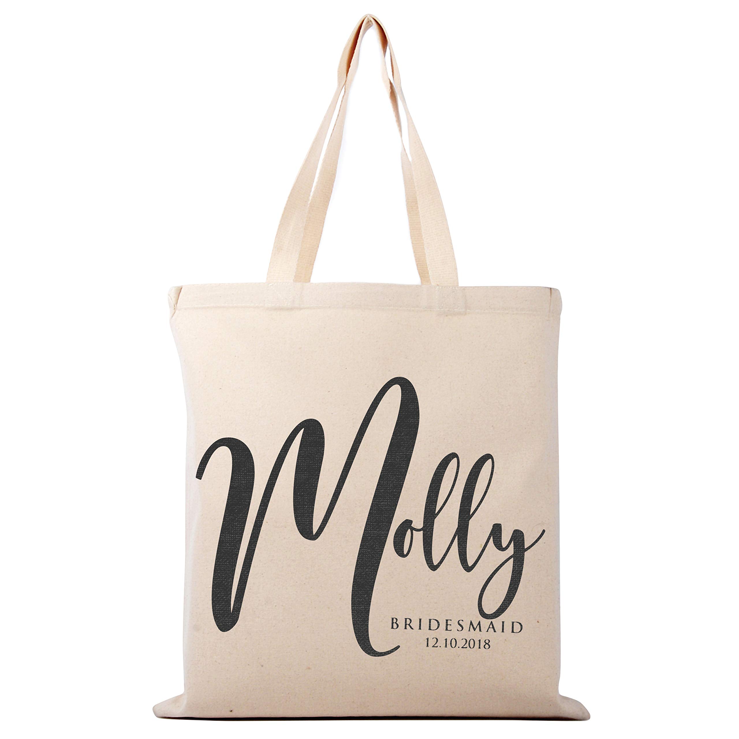 Lara Laser Works Single - Bridesmaid Proposal Gifts - Personalized Tote Bag for Women - Custom Cosmetic Bag for Girls w/Name - Wedding Bridal Party, Monogrammed Cosmetic Pouch - Natural Cotton