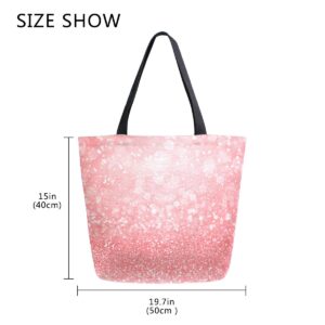 Coral Pink Canvas Tote Bag Reusable Grocery Bags Tote Carrying Bag with Handles