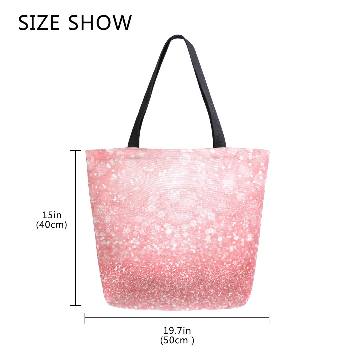 Coral Pink Canvas Tote Bag Reusable Grocery Bags Tote Carrying Bag with Handles