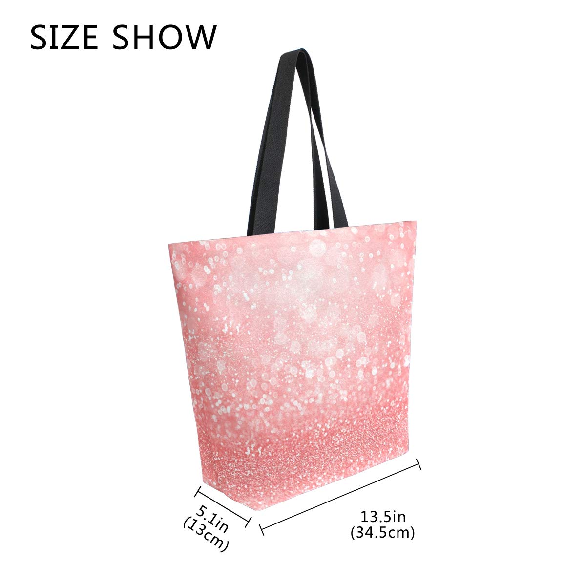 Coral Pink Canvas Tote Bag Reusable Grocery Bags Tote Carrying Bag with Handles