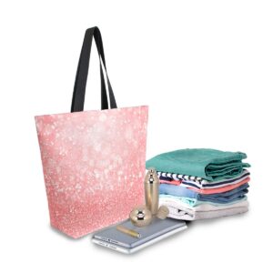 Coral Pink Canvas Tote Bag Reusable Grocery Bags Tote Carrying Bag with Handles