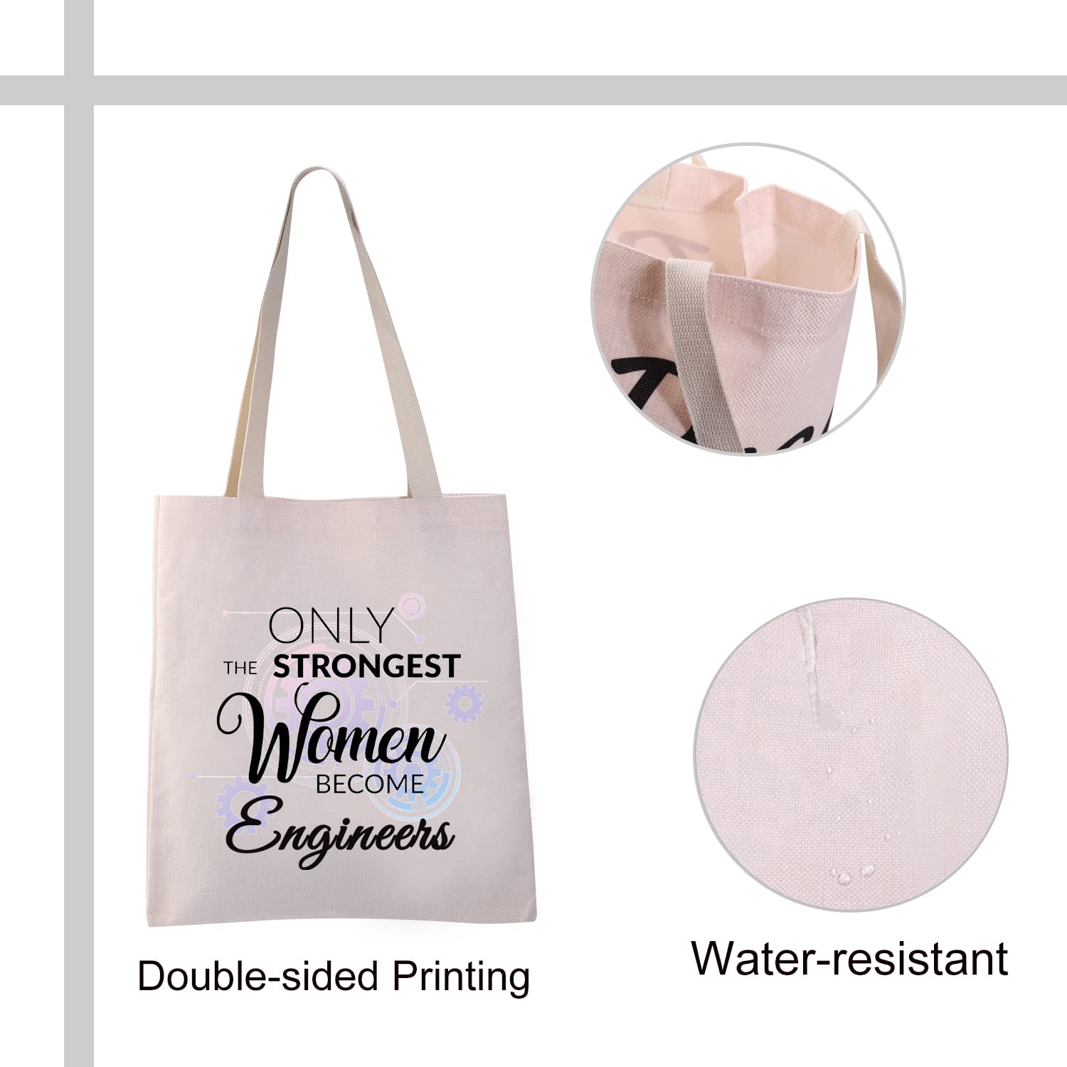 VAMSII Woman Engineer Gift Tote Bag Engineering Gifts for Women only the Strongest Women Become Engineers Gifts Shoulder Bag (Tote Bag)