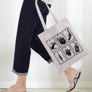 BWWKTOP Bookworm Crow Tote Bag Book Lovers Gift Crows Shoulder Bag Reusable Bag For Bookish Book Nerds (SixCrow TG)