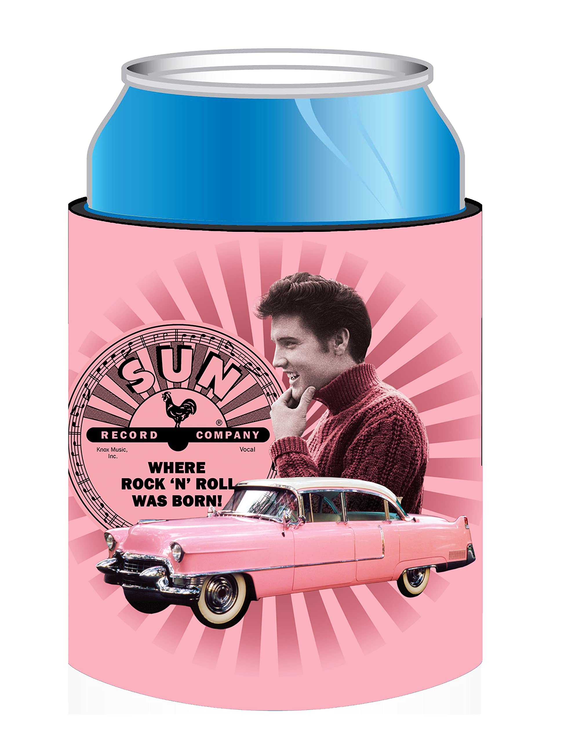 Akumerly Sun Records Can Coozie, Elvis Presley with Pink Car - Mid-South Products