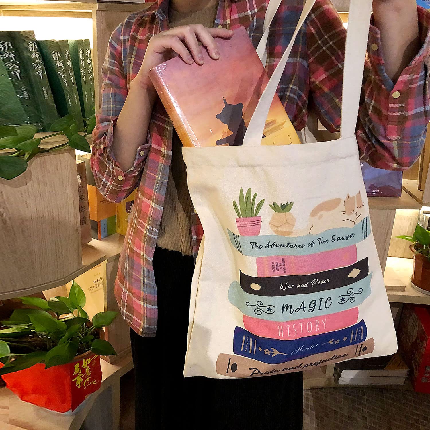 Canvas Tote Bag with Interior Pocket, Canvas Book Tote, Large Shoulder Bag, Portable washable ladies grocery shopping gift bag, canvas tote bag for women, canvas shopping bags, tote bag aesthetic