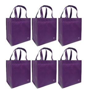 reusable grocery totes, solid color, 6 pack (purple)