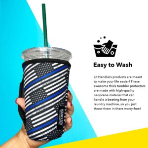 Lit Handlers Pint Glass Sleeve -Neoprene Cup Holder with Handle & Pocket for Pint Cup - Machine Washable Drink Sleeves & Reusable Covers - Insulated, Water Resistant & Snug Fit Beer Cooler (Serape)