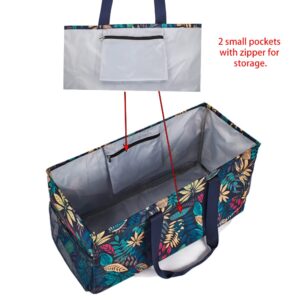 YELAIYEHAO Large Utility Tote Bag with lid, Foldable Collapsible Tote for Storage Pool Beach Shopping picnic laundry gym and Luggage