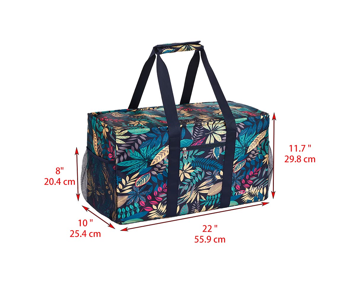 YELAIYEHAO Large Utility Tote Bag with lid, Foldable Collapsible Tote for Storage Pool Beach Shopping picnic laundry gym and Luggage