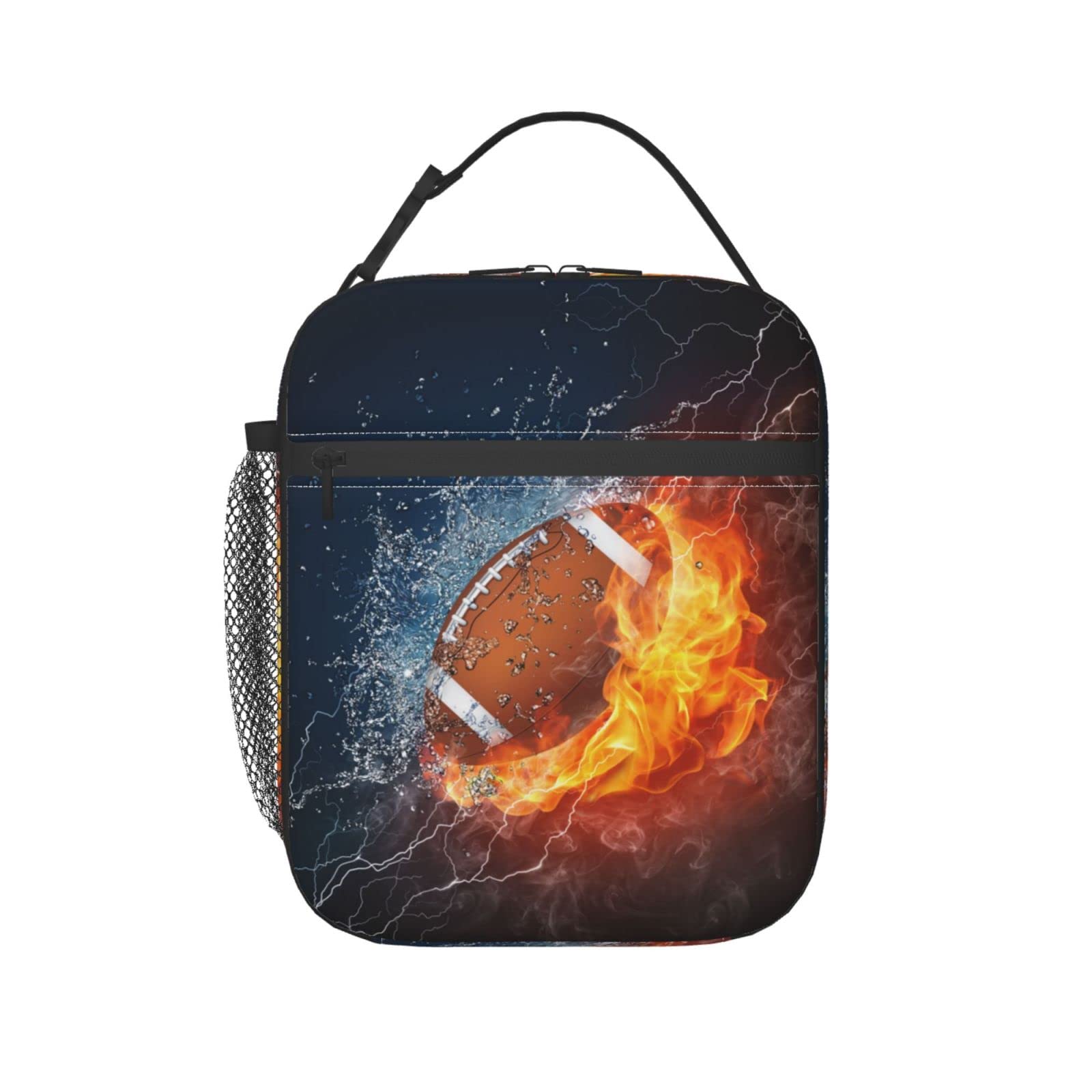 Yilad Ice Fire Football Reusable Lunch Box Insulated LunchBox Cooler Lunch Bag