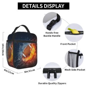 Yilad Ice Fire Football Reusable Lunch Box Insulated LunchBox Cooler Lunch Bag