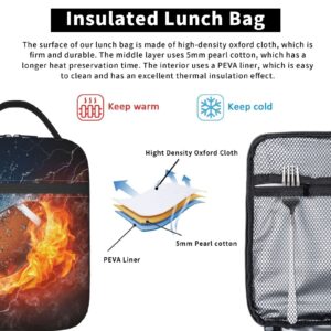 Yilad Ice Fire Football Reusable Lunch Box Insulated LunchBox Cooler Lunch Bag