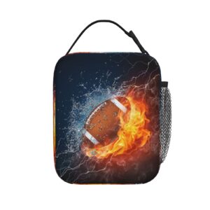 Yilad Ice Fire Football Reusable Lunch Box Insulated LunchBox Cooler Lunch Bag