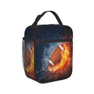 Yilad Ice Fire Football Reusable Lunch Box Insulated LunchBox Cooler Lunch Bag