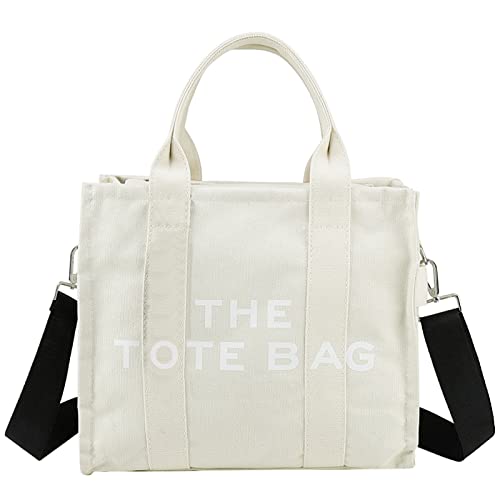 Dezesas The Tote Bag for Women, Canvas Tote Bag Beige with Zipper, Sturdy Wear-Resistant Women's Tote Handbags, Tote Purse Crossbody Bags for Women, Tote Bag for Work, School, Travel