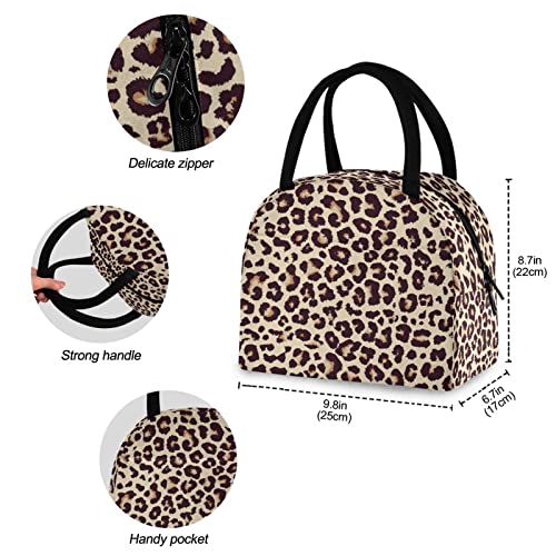 CBBYY Lunch Bag Women Leopard Print Reusable Insulated Lunch Tote Bag for Adult & Student Leakproof Cooler Lunch Bags for Work Office Travel School Picnic (Cheetah)