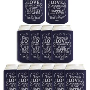 Cheers To Love Custom Names & Date 12-Pack Personalized Can Coolie Drink Coolers Coolies Navy