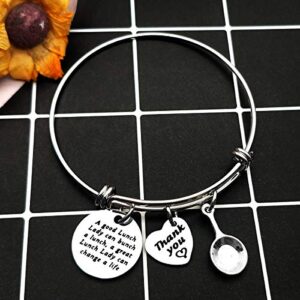 For Lunch Lady Appreciation Gift Bracelet For Lunch Lady Gift School Lunch Server Gift for Lunch Lady Jewelry Thank You Gift for Lunch Lady Cooker Cafeteria Buffet Workers Birthday Bangle Gift