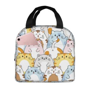 echoserein cute cat kawaii kitten lunch bag insulated lunch box reusable lunchbox waterproof portable lunch tote for women men girls boys