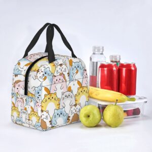 Echoserein Cute Cat Kawaii Kitten Lunch Bag Insulated Lunch Box Reusable Lunchbox Waterproof Portable Lunch Tote For Women Men Girls Boys