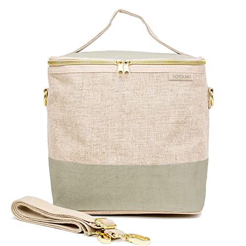 SoYoung Lunch Poche - Adult Lunch, Raw Linen, Eco-Friendly, Modern and Easy to Clean - Linen-Cement